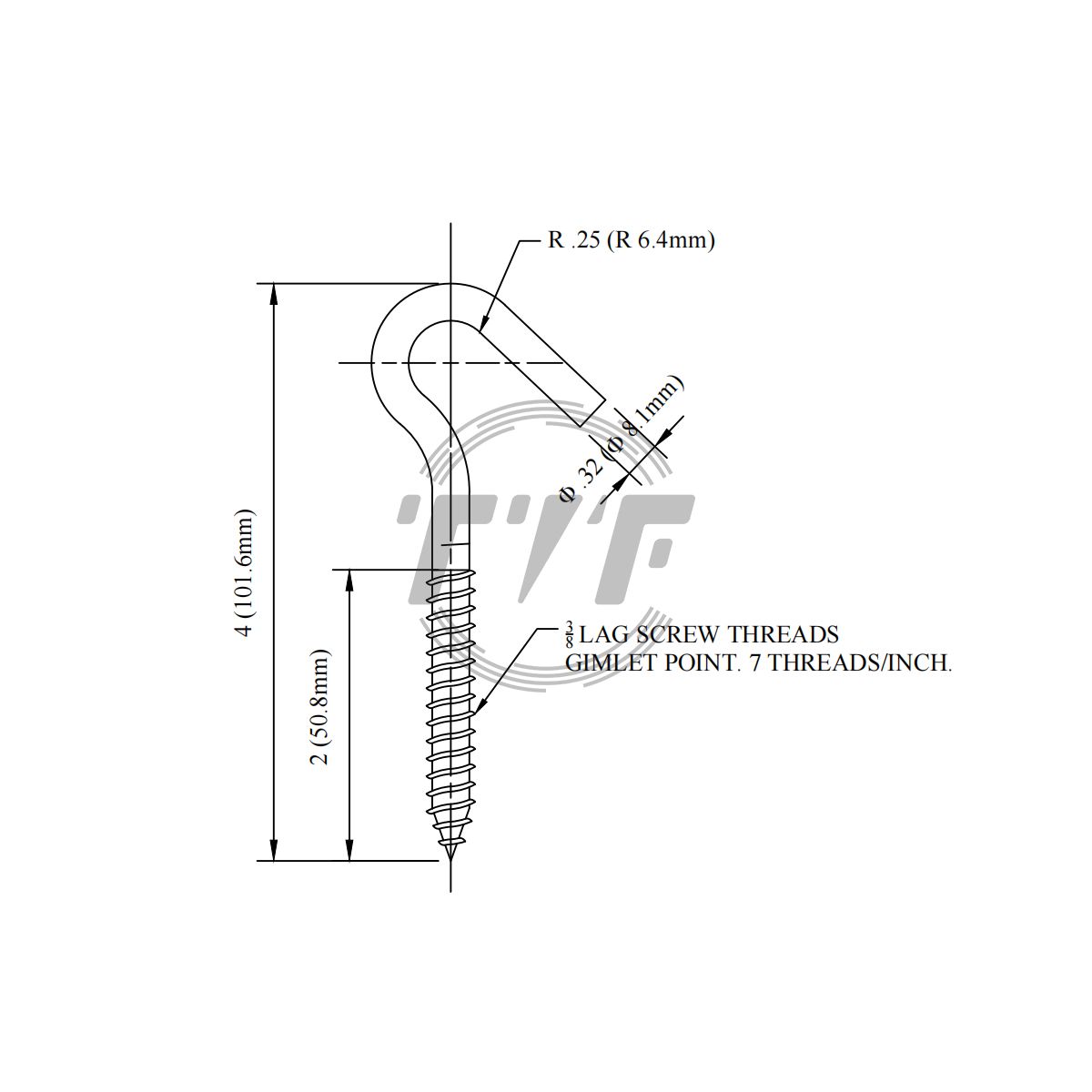 Ductile Iron Screw Hook TTF Power Ductile Iron Screw Hook TTF Power